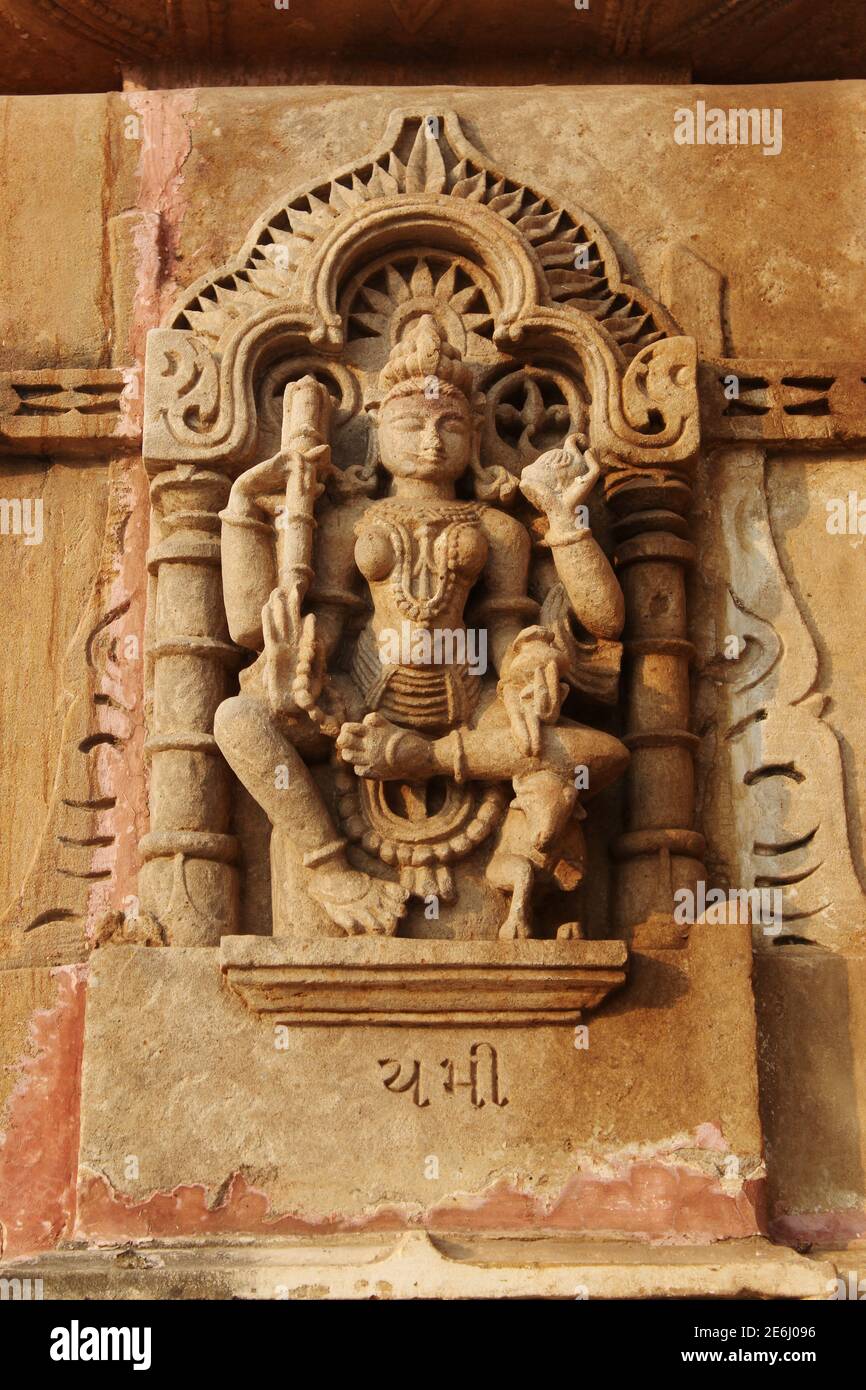 Sculpture of lord yam, Shamlaji temple dedicated to Vishnu or Krishna ...