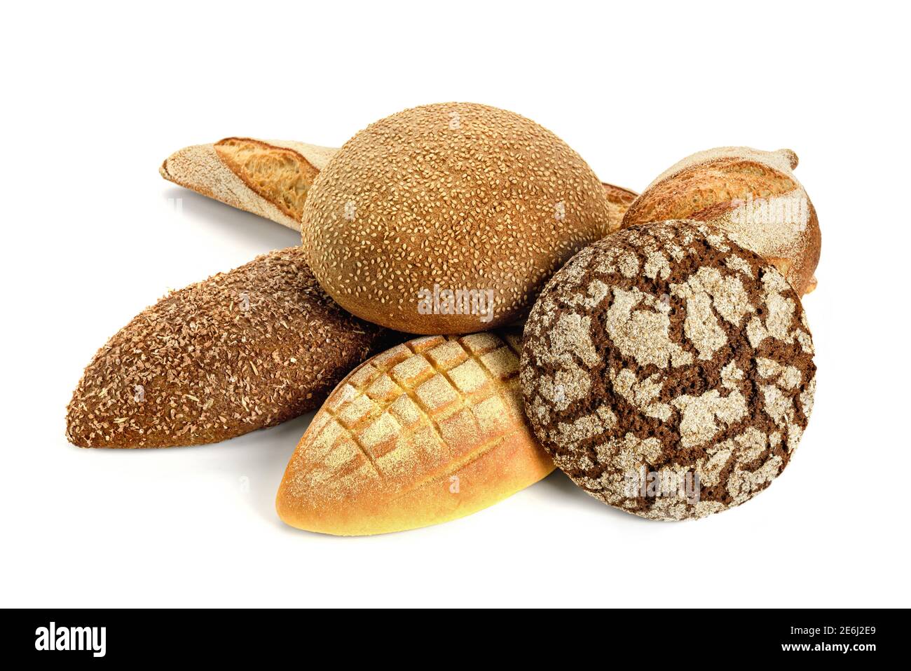 Different types of bread in on a white background Stock Photo - Alamy