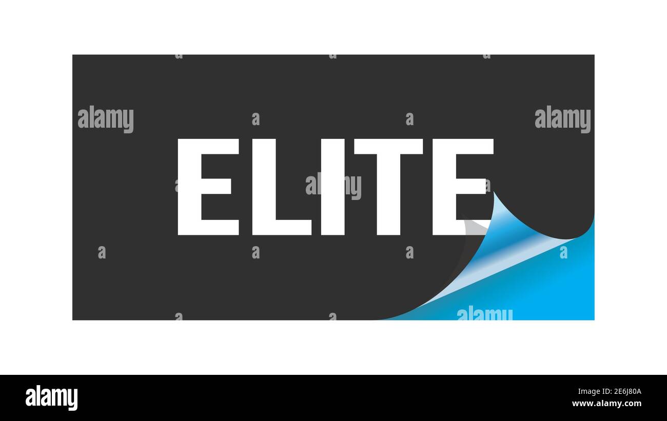 ELITE text written on black blue sticker stamp Stock Photo - Alamy
