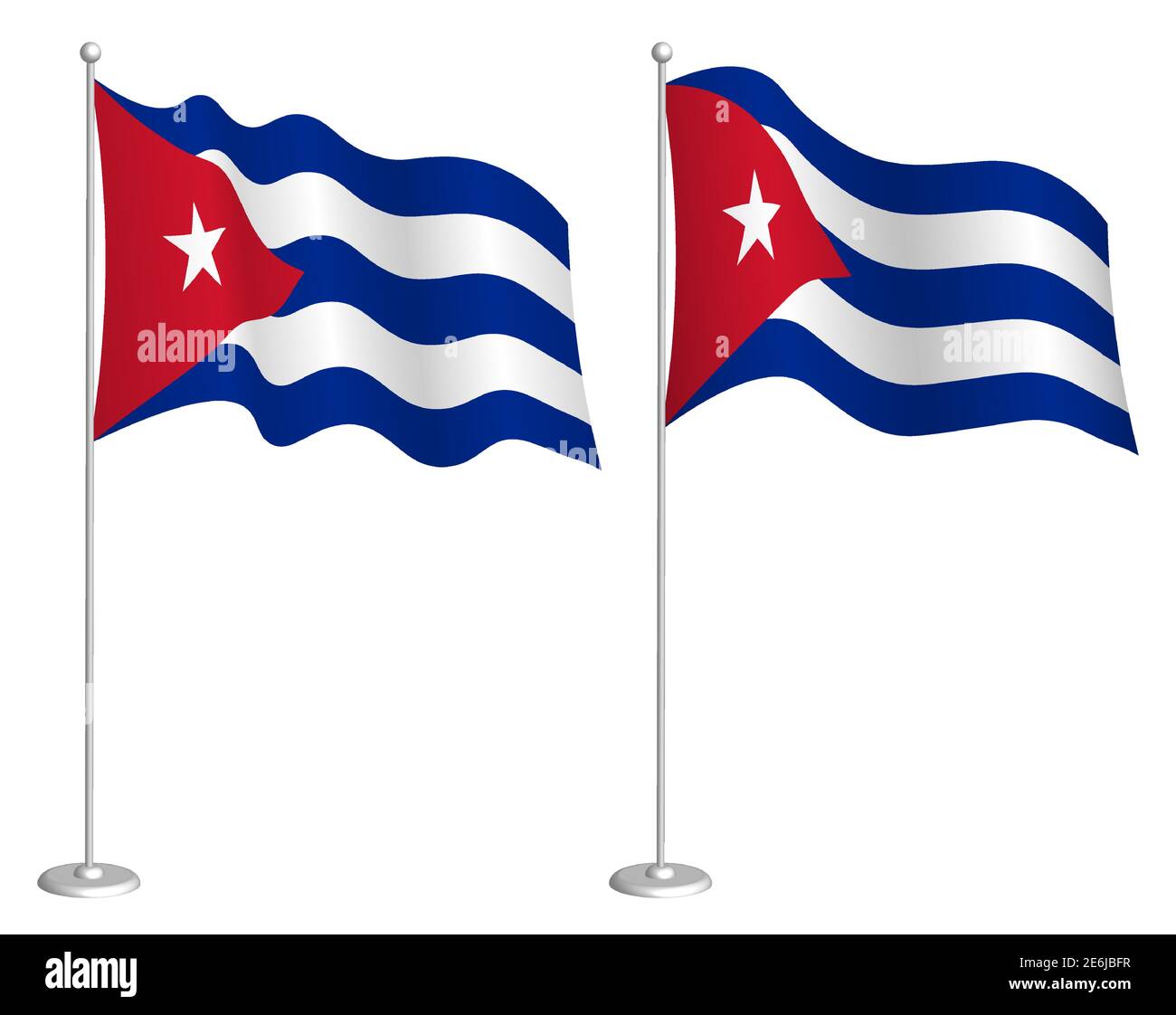 flag of Cuba on flagpole waving in wind. Holiday design element ...