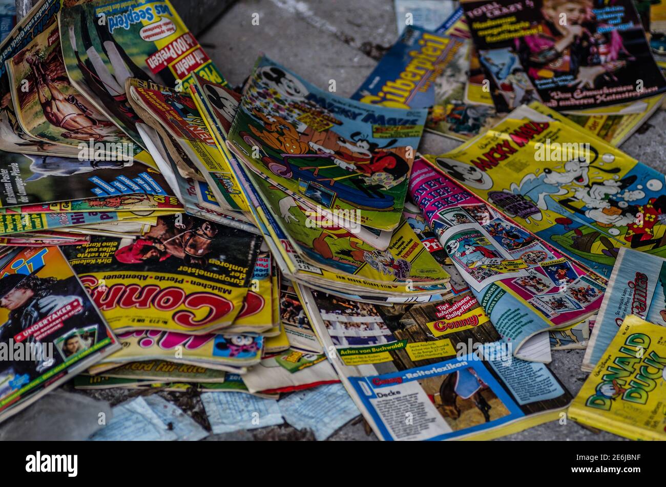 many old comic magazines in an abandoned house Stock Photo - Alamy