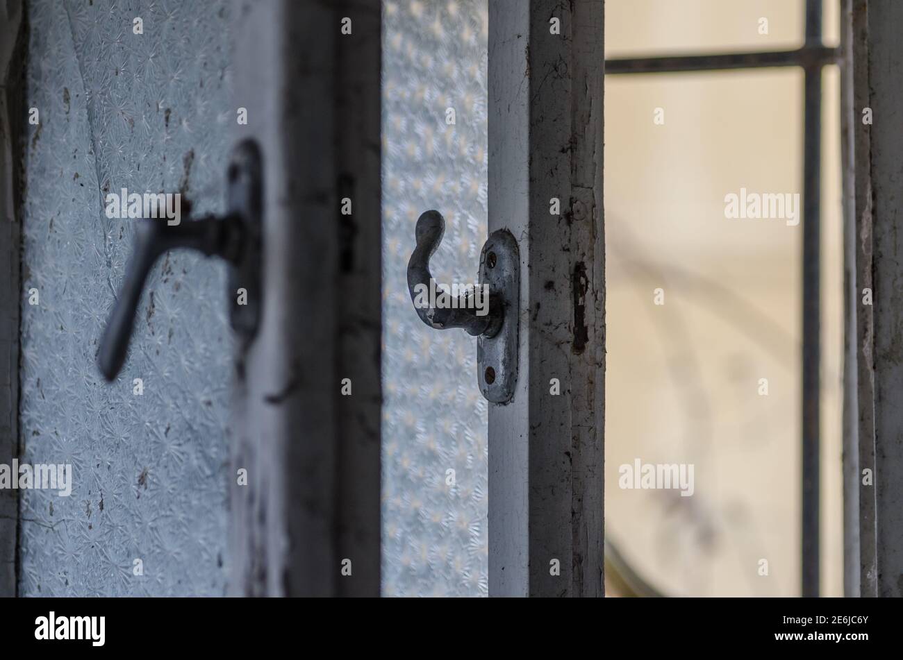 double windows in an old house Stock Photo - Alamy