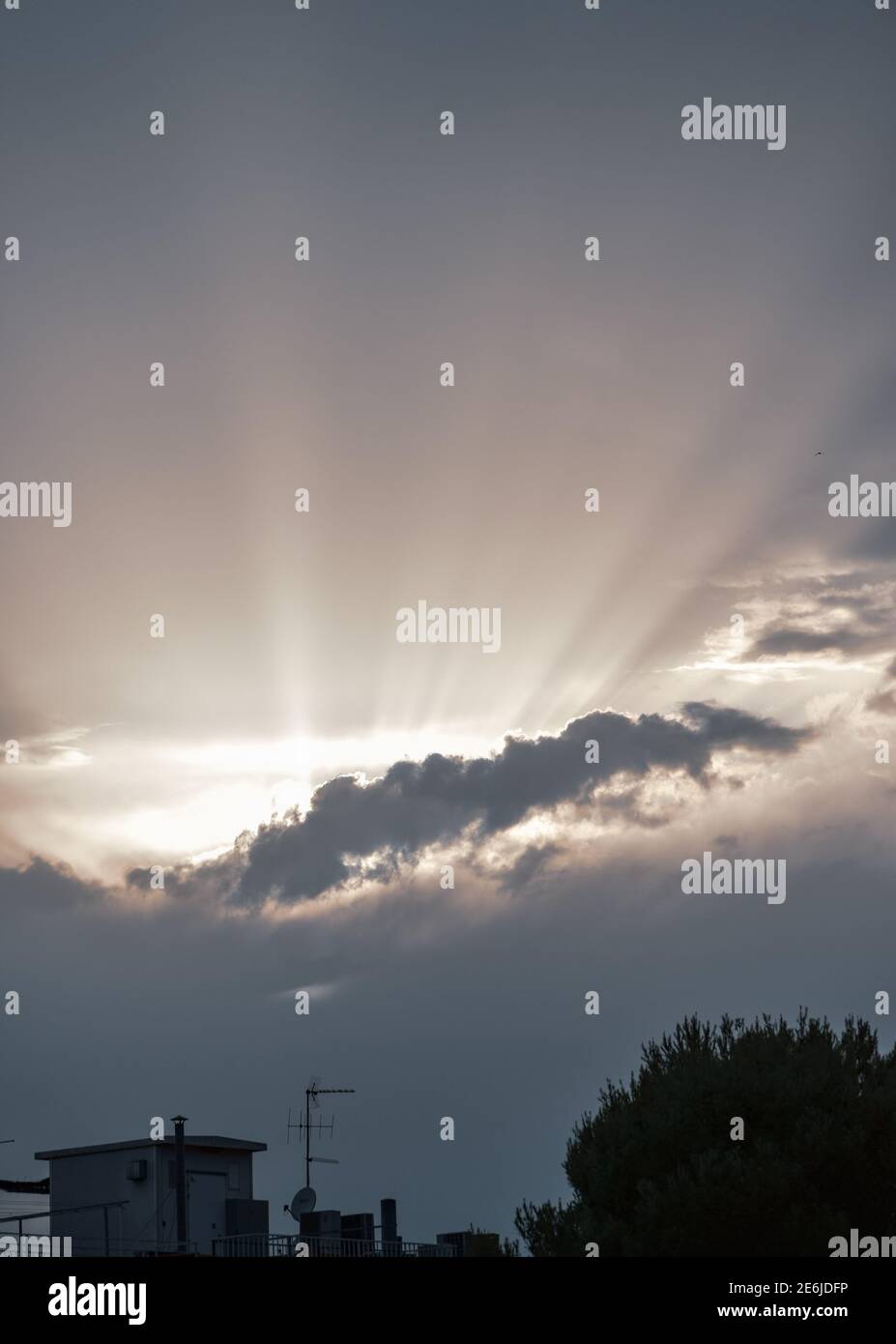 Sunbeam through storm clouds hi-res stock photography and images - Alamy