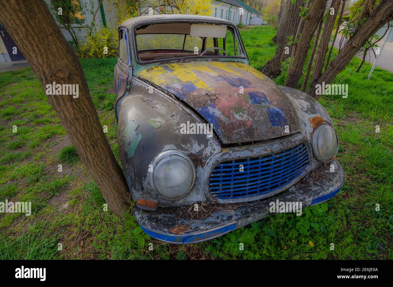 old colorful classic car view above soft light Stock Photo - Alamy