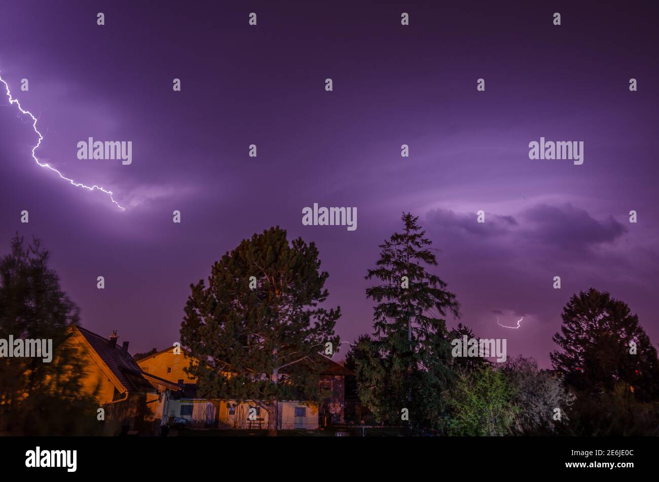 small bright lightning in a village Stock Photo - Alamy