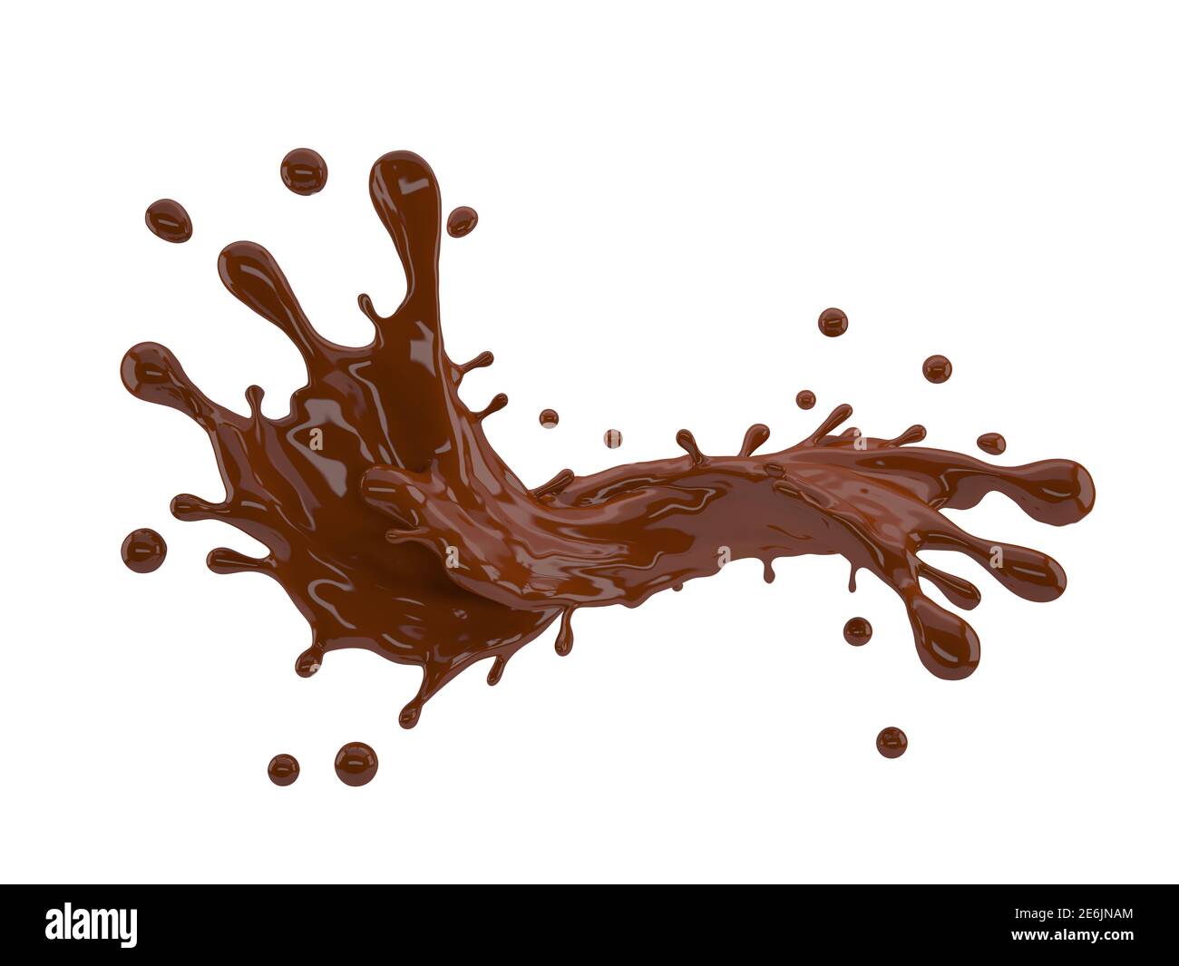 3d illustration of chocolate splash on white background with clipping ...