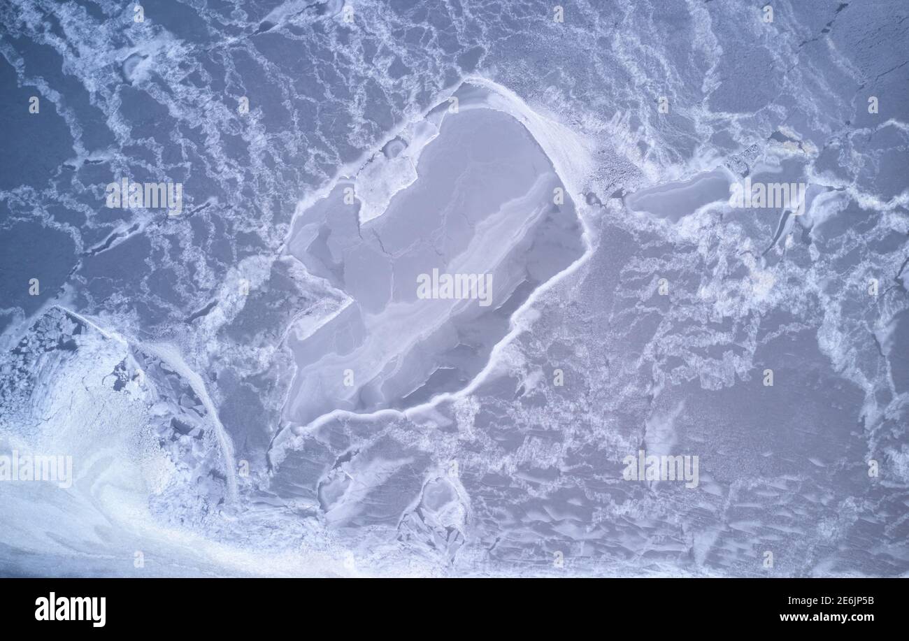 Frozen lake background above top view. Abstract pattern of ice Stock ...