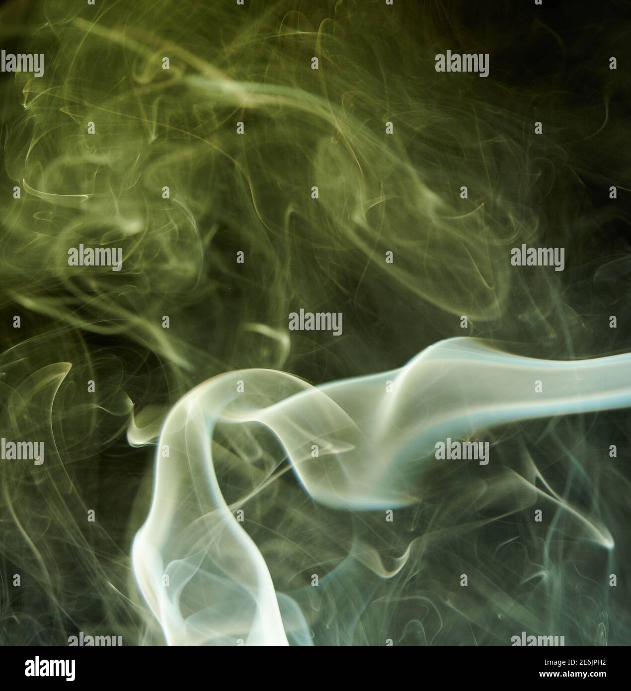 Abstract smoke swirls green color on black background. Elegant colorful ...