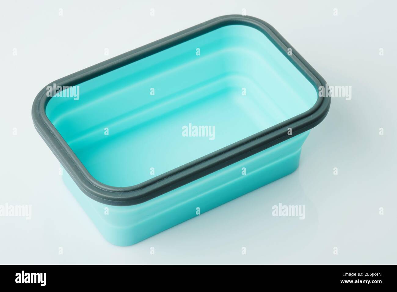 Perspective view of plastic lunch box isolated on white studio ...