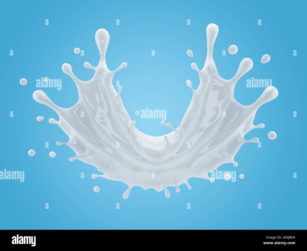 3d illustration of milk splash on gradient blue background with ...