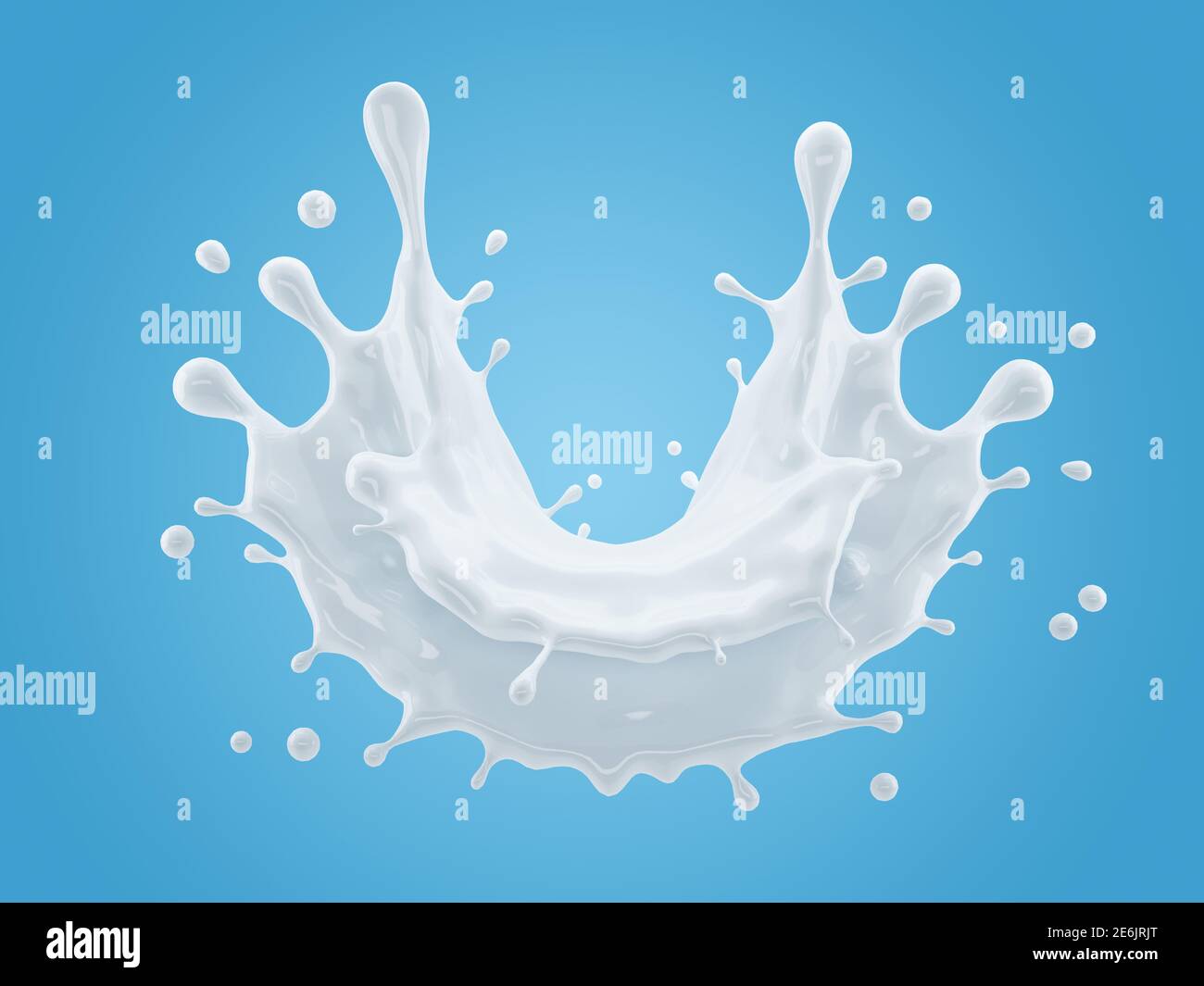 3d illustration of milk splash on gradient blue background with ...