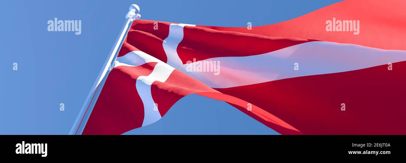 3D rendering of the national flag of Denmark waving in the wind Stock ...