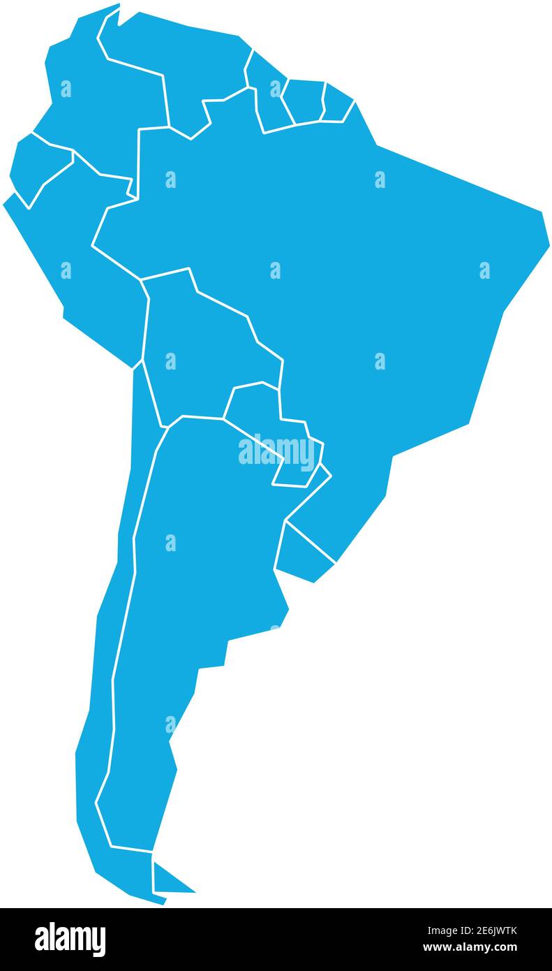 Very simplified infographical political map of South America in green ...