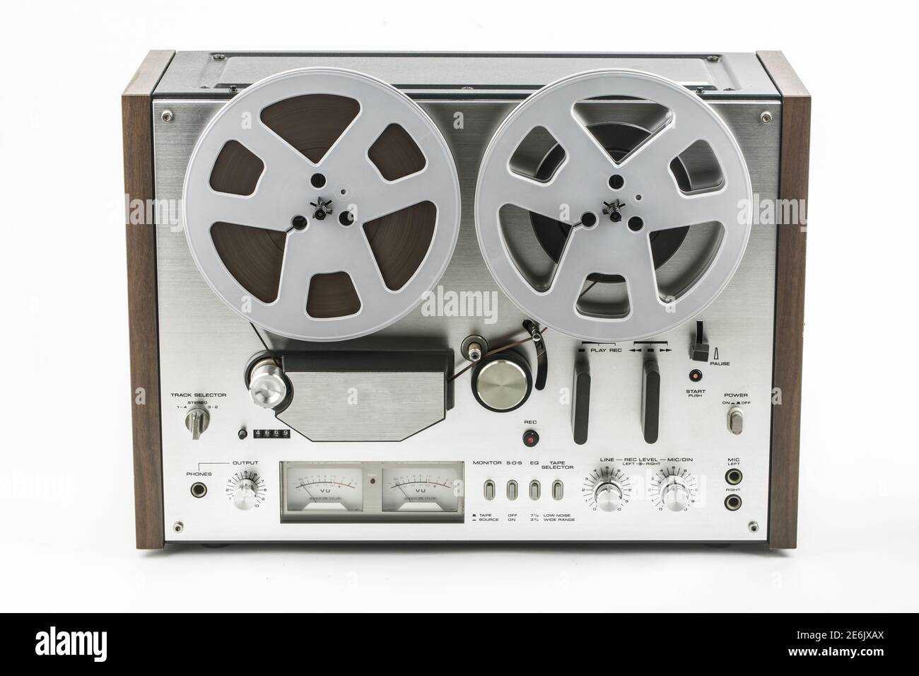 Professional studio audio tape with reels isolated on white background ...