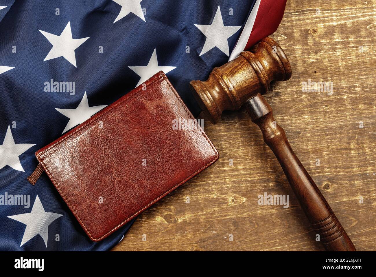 Image of wooden judge hammer on notepad Stock Photo - Alamy