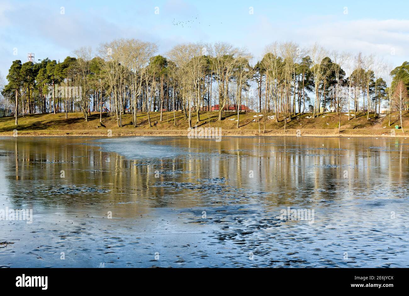 River covered ice autumn trees hi-res stock photography and images - Alamy