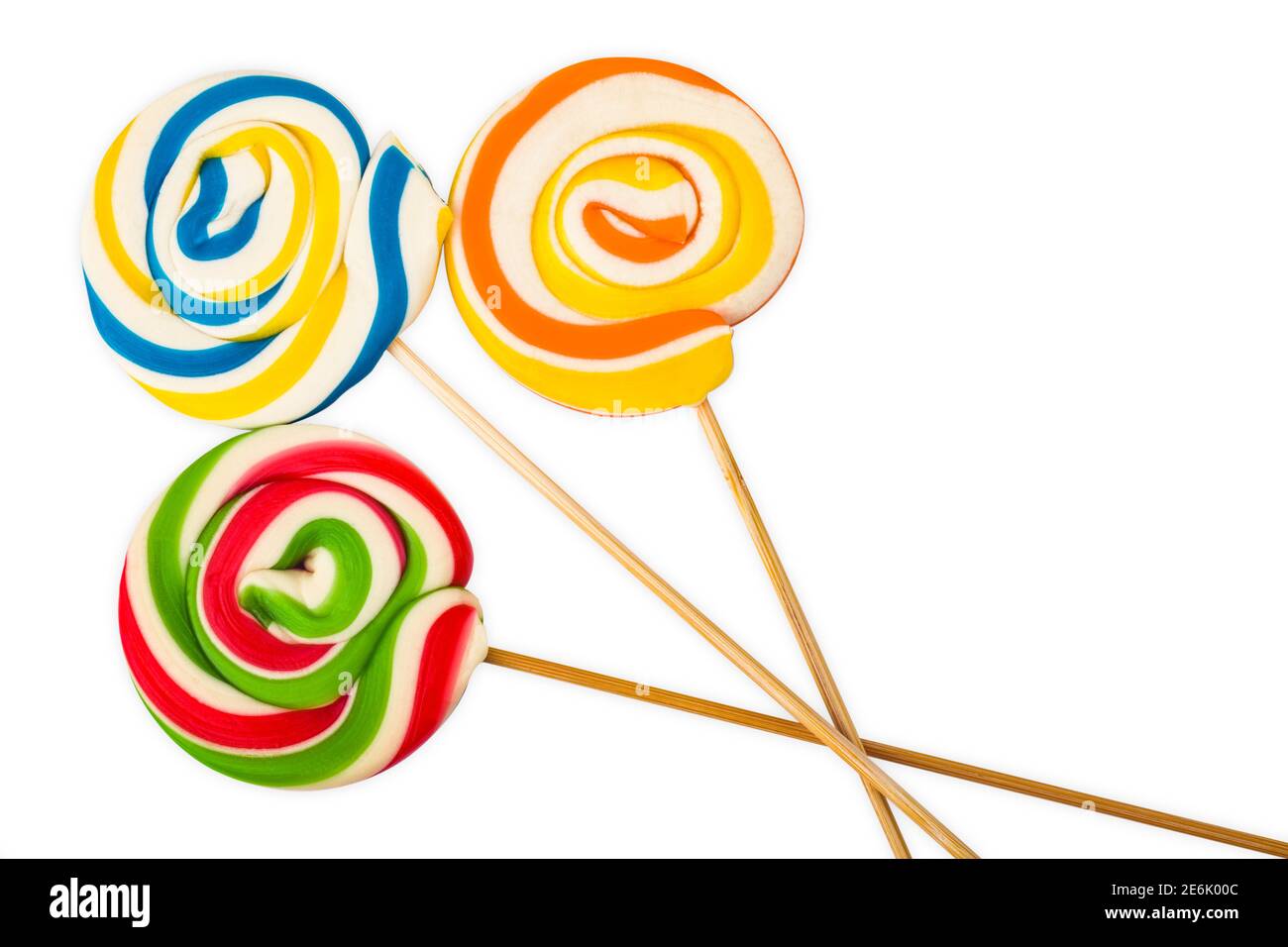 Three sweet colourful Lollipops isolated over white background Stock ...