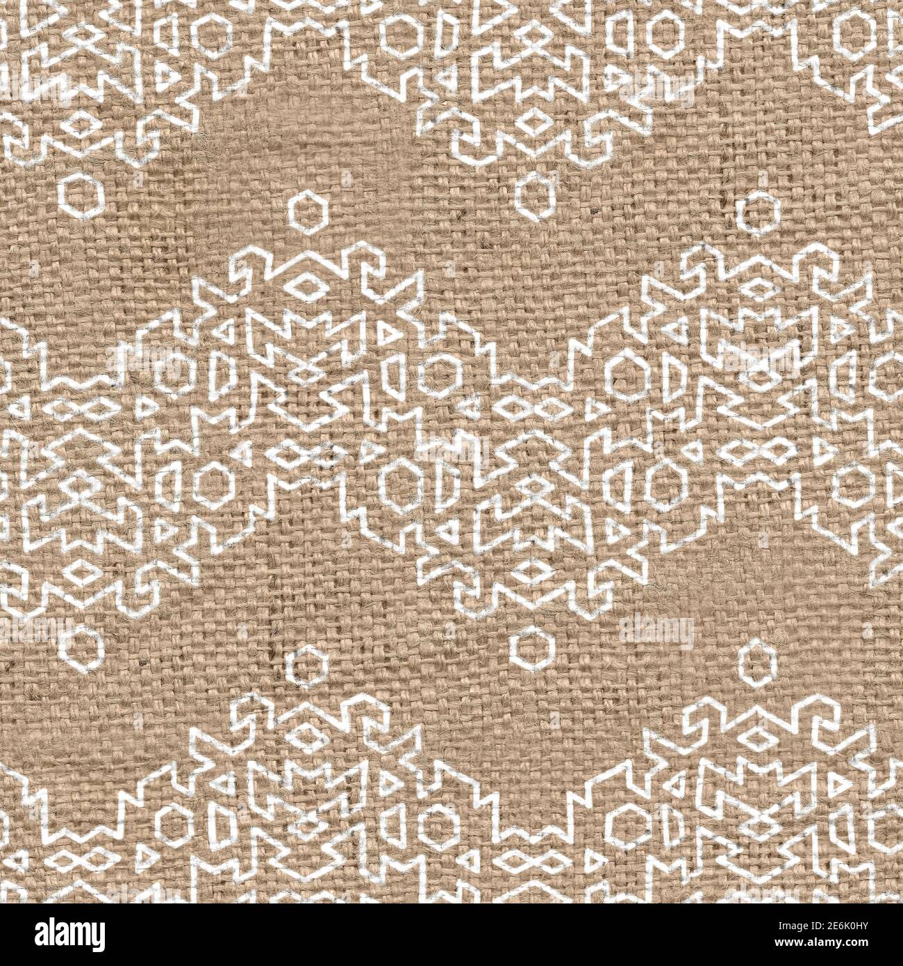 Seamless burlap with white paint pattern overlay Stock Photo - Alamy