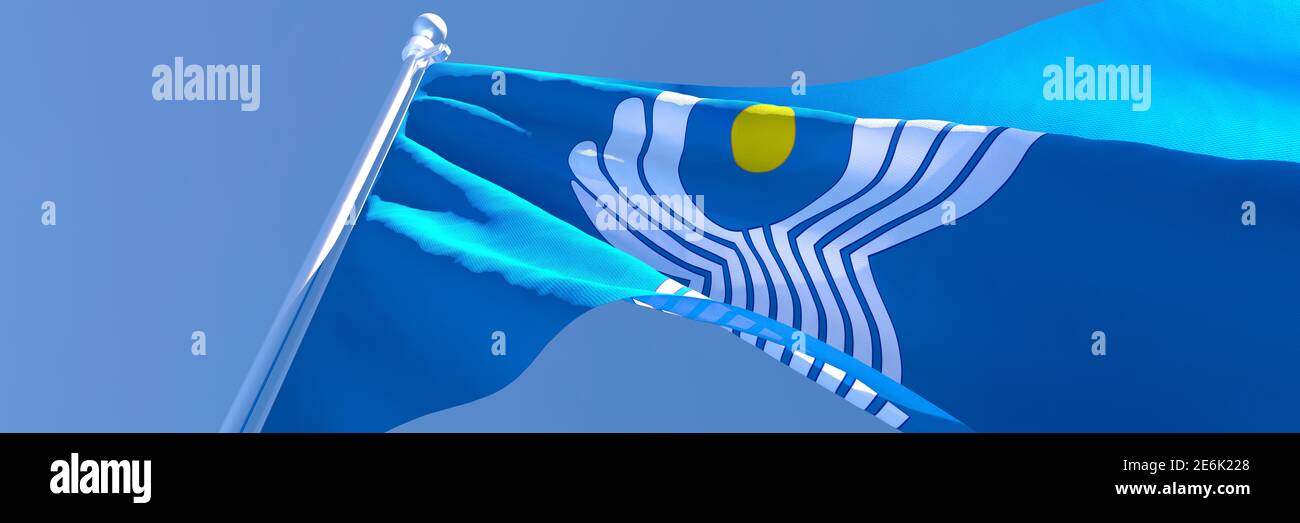 3D rendering of the national flag of Commonwealth of Independent States ...