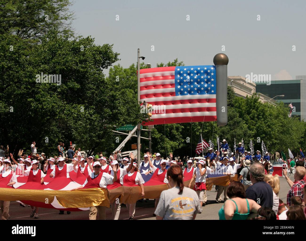 Large USA Flag Balloon and at Indy 500 Parade in Indianapolis,Indiana ...