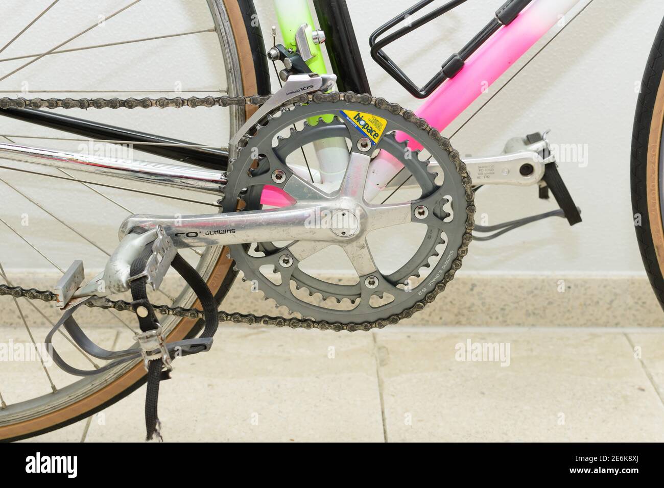 enns, austria, 29 jan 2021, chainring of a vintage magnani road bike ...