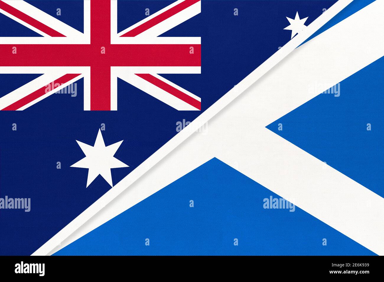 Australia and Scotland, national flags from textile. Relationship ...