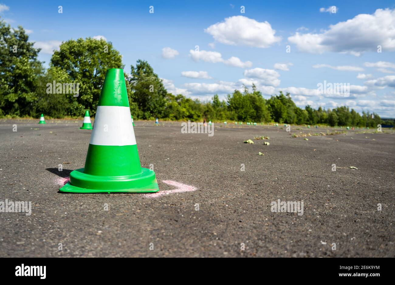 Driving course safety cones hi-res stock photography and images - Alamy
