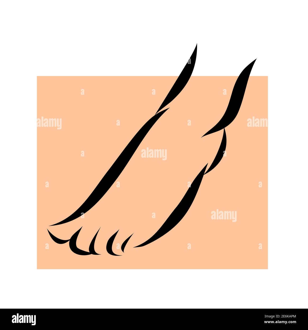 Icon of female feet for pedicure. Line drawing on a white background ...