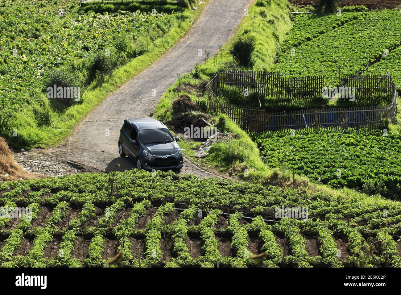 Batu City, Indonesia. November 2020. a black minibus is passing through ...