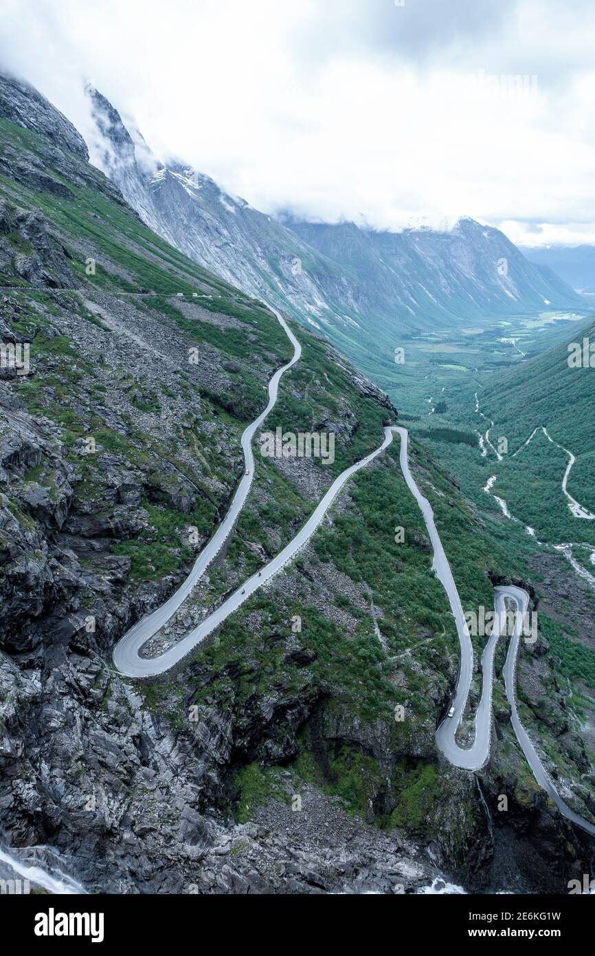 Trollstigen mountain pass in Norway after sunset Stock Photo - Alamy