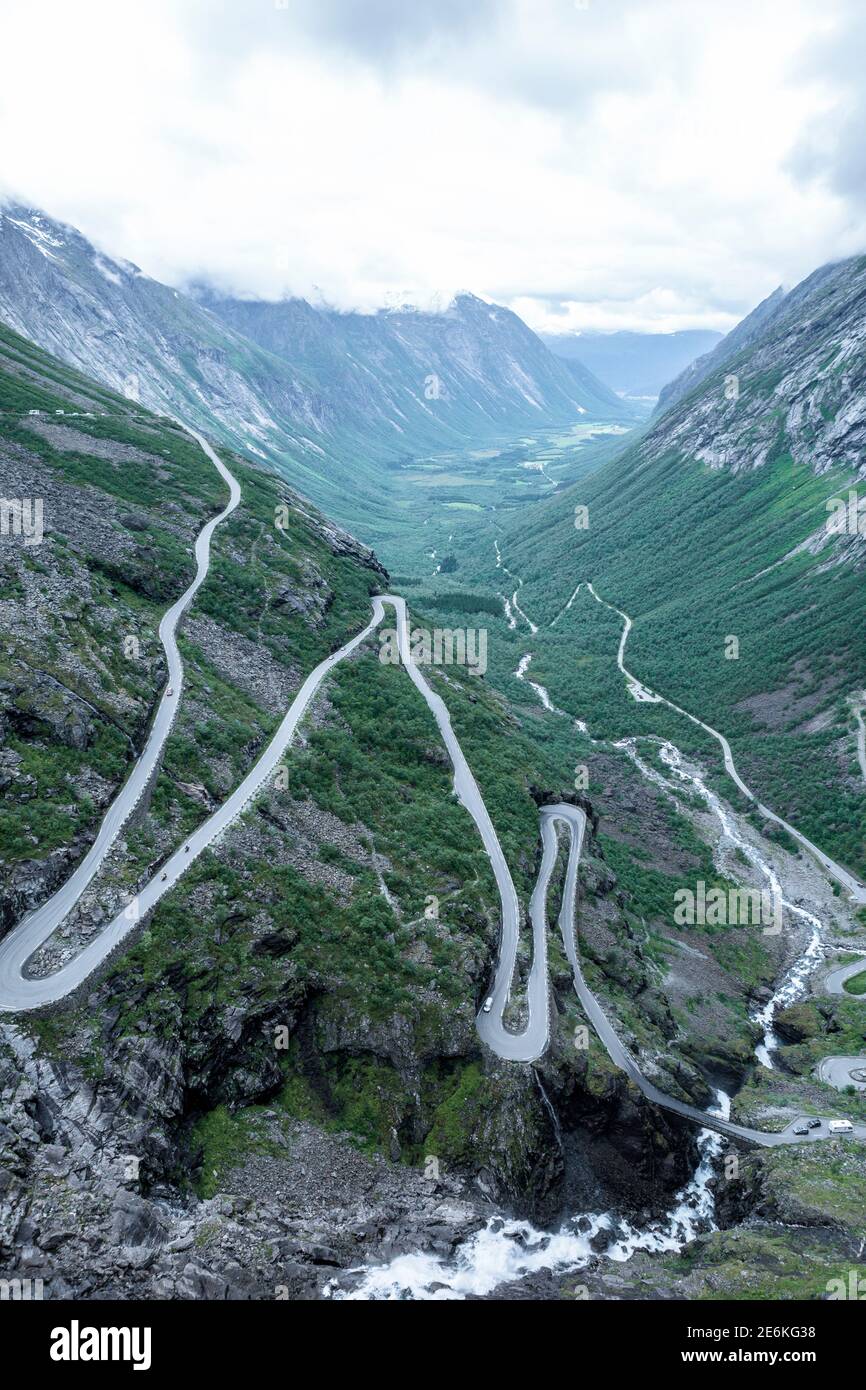Trollstigen mountain pass in Norway after sunset Stock Photo - Alamy