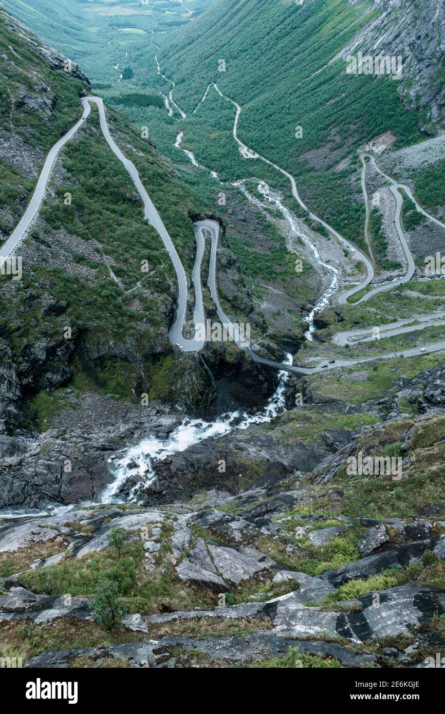 Trollstigen mountain pass in Norway after sunset Stock Photo - Alamy