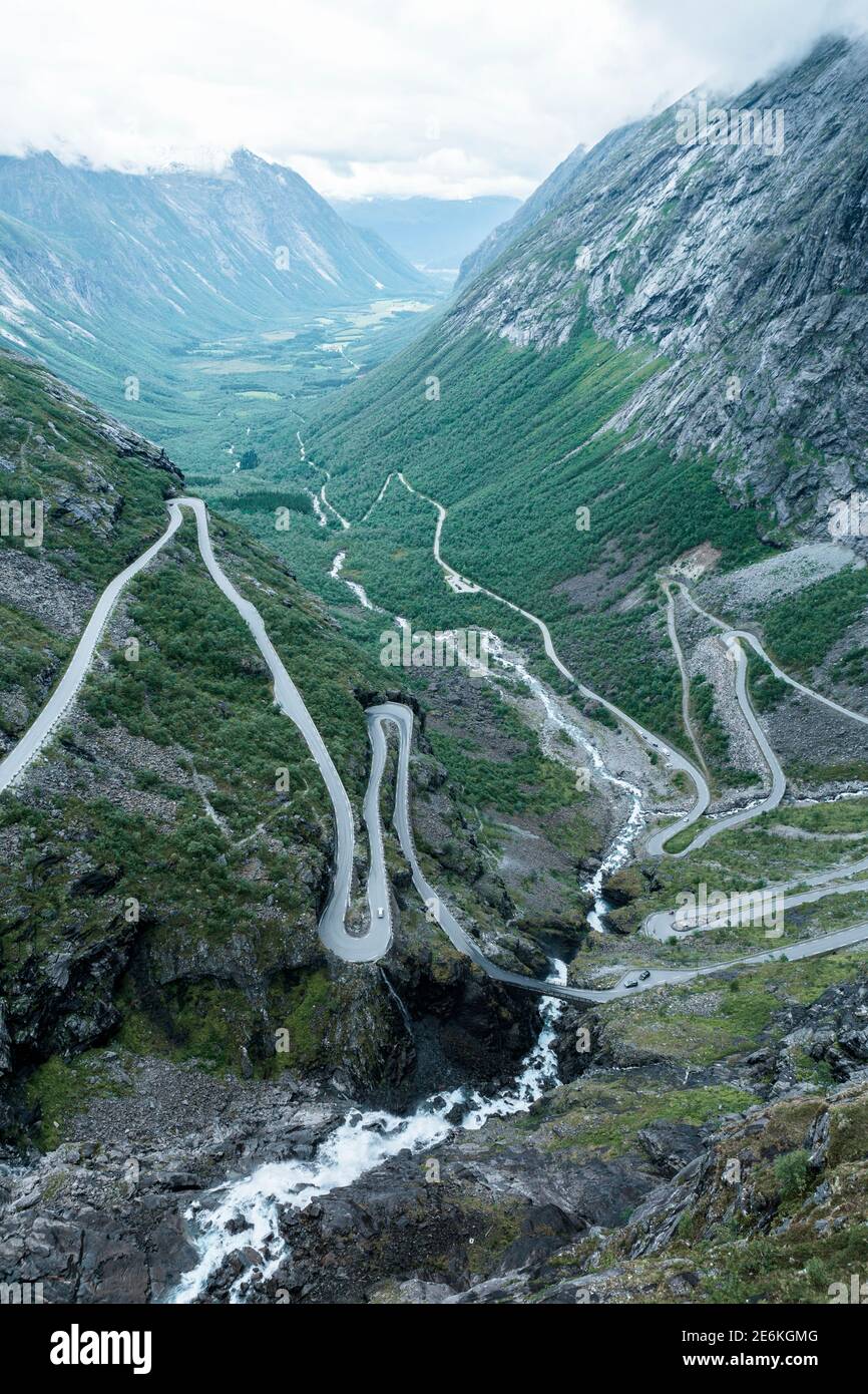 Trollstigen mountain pass in Norway after sunset Stock Photo - Alamy