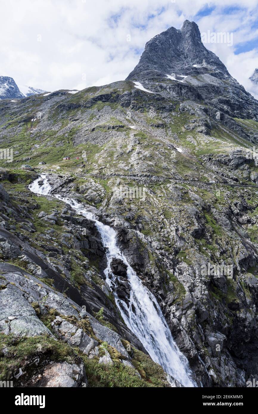 Stigfossen waterfall at Trollstigen mountain pass in Norway Stock Photo ...