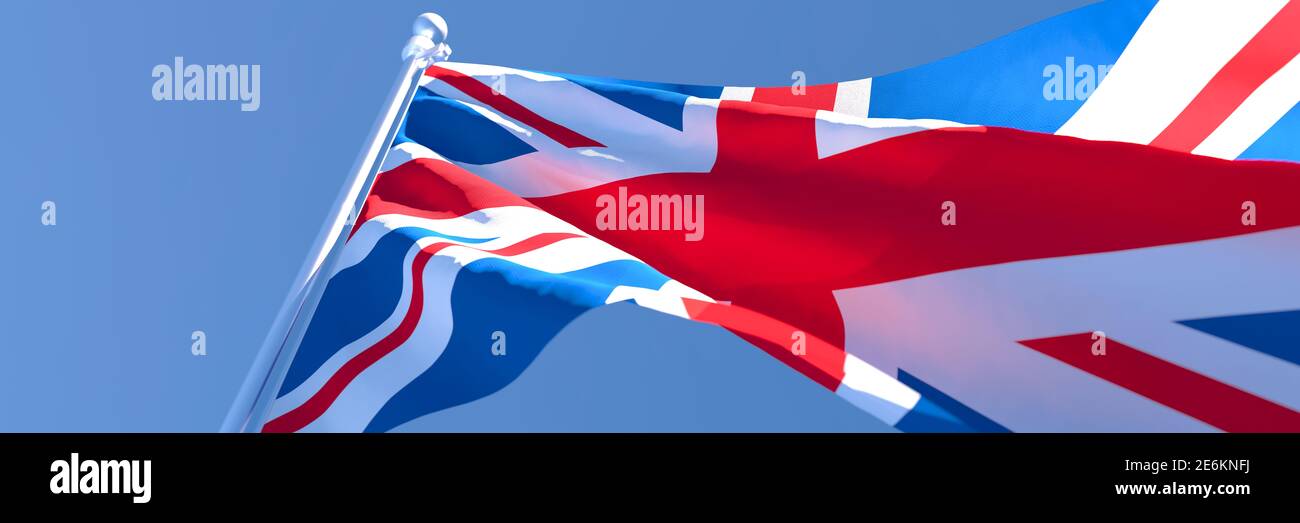 3D rendering of the national flag of British waving in the wind Stock ...