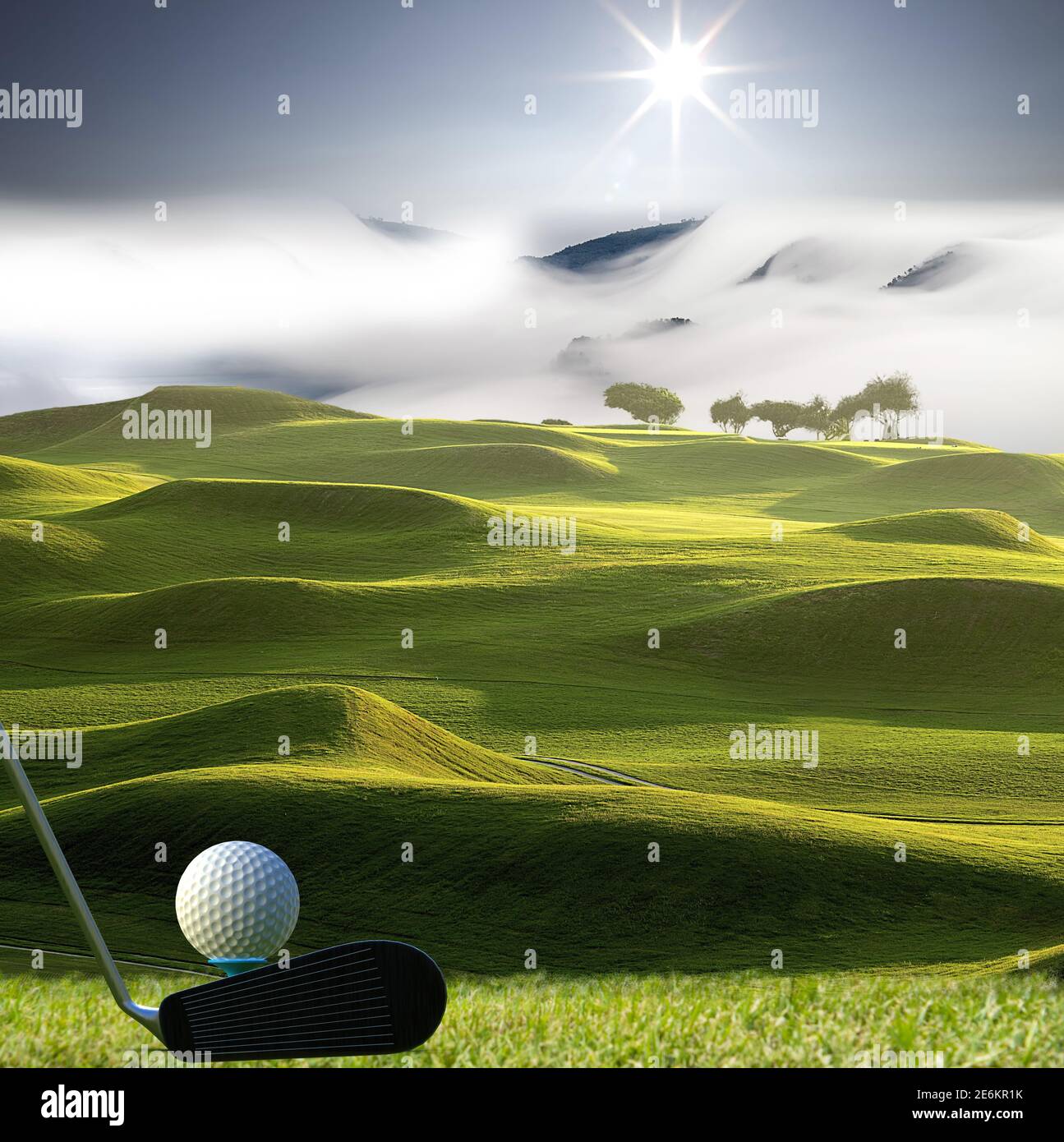 The 3d rendering of golf club and ball in grass Stock Photo - Alamy