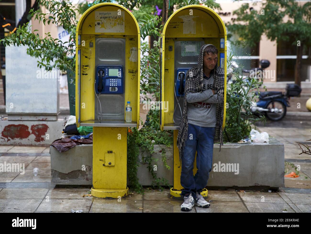 Phone booth in athens hi-res stock photography and images - Alamy