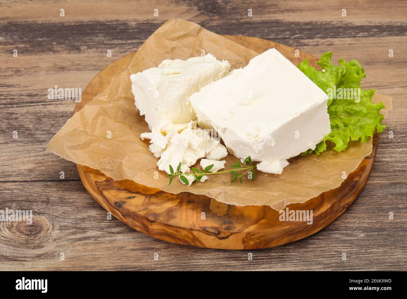 Greek traditional Feta soft cheese in the plate Stock Photo - Alamy