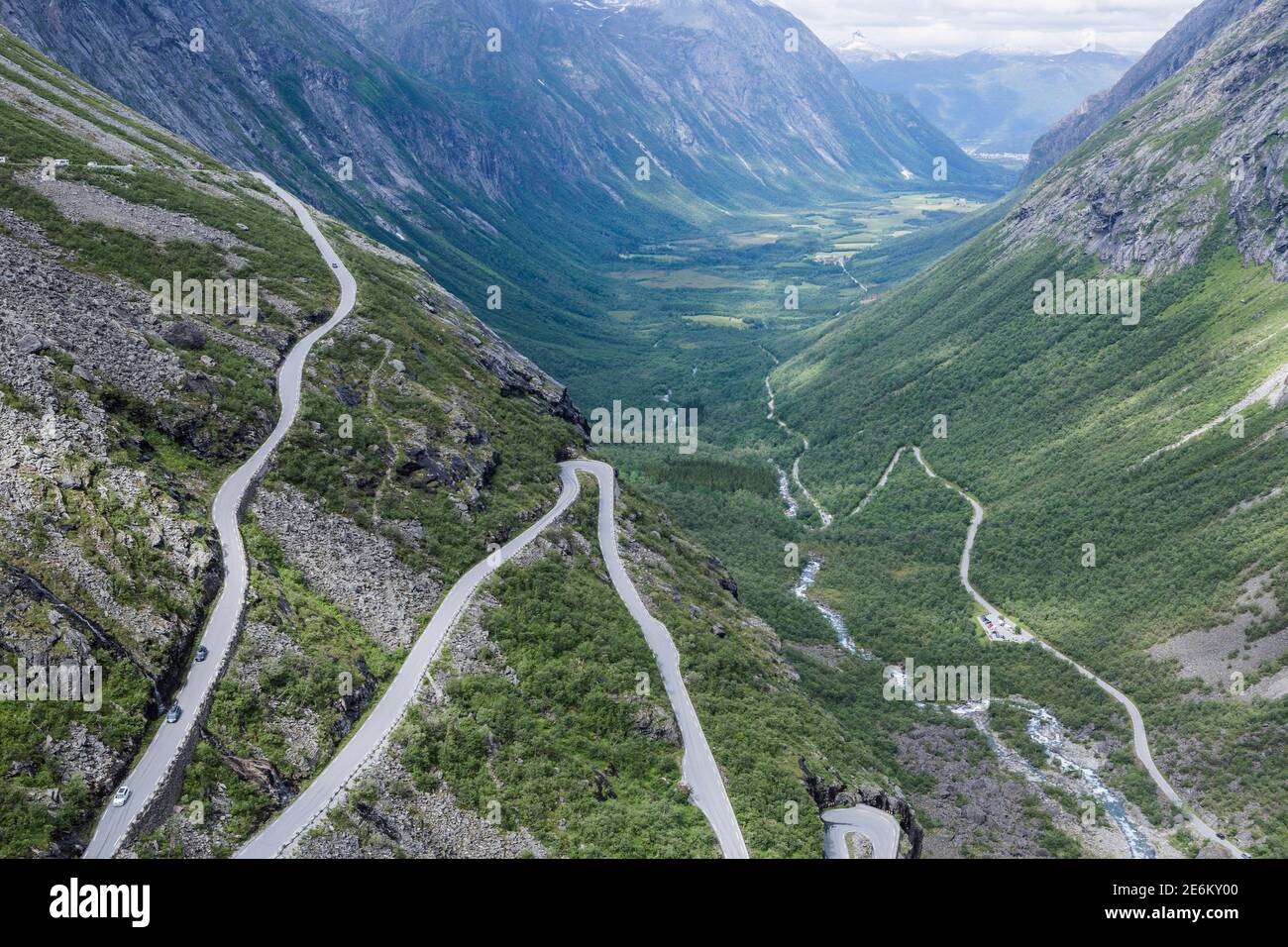 Trollstigen mountain pass from the Trolls Path Viewpoint in Norway ...
