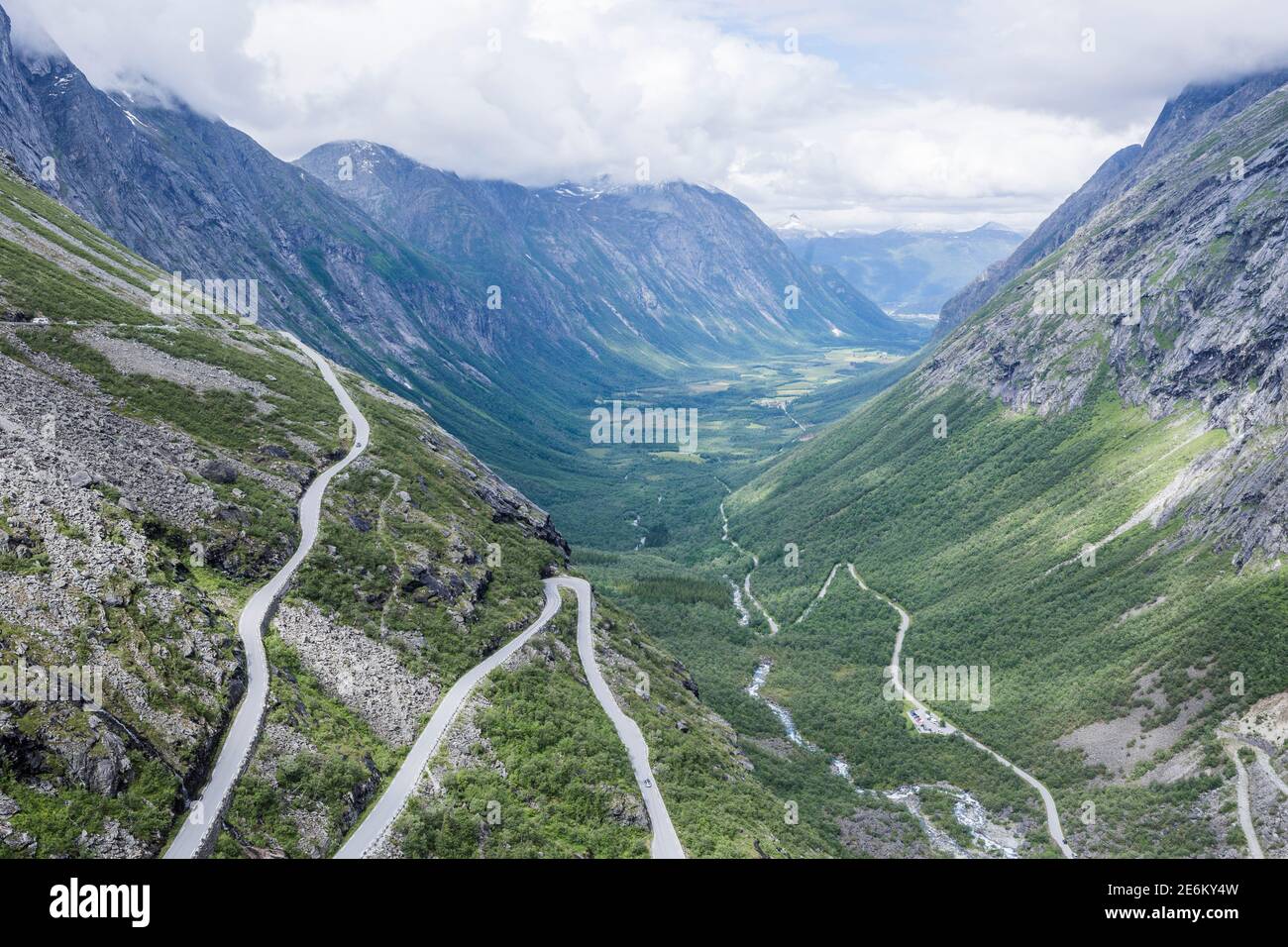Trollstigen mountain pass from the Trolls Path Viewpoint in Norway ...
