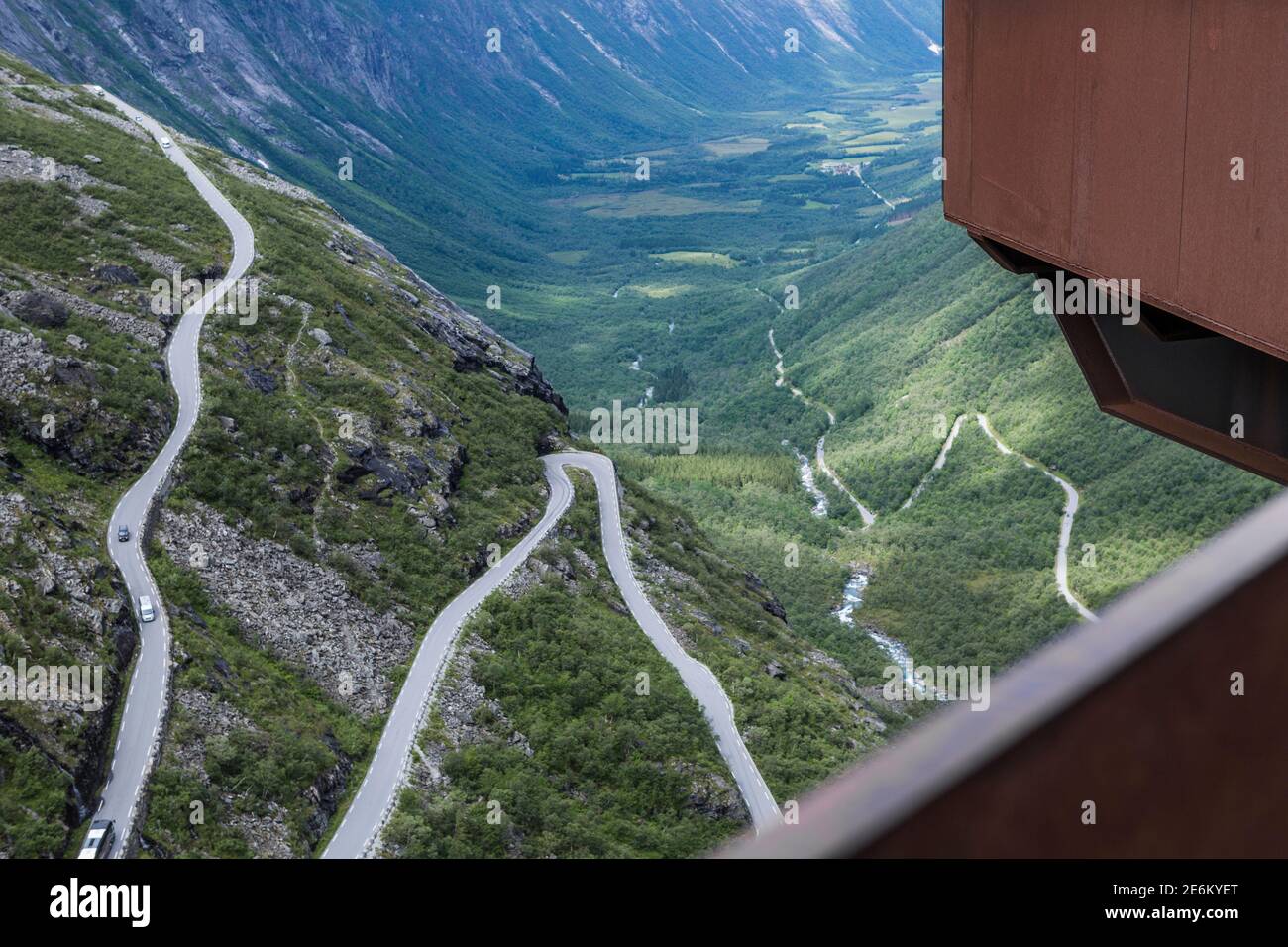 Trollstigen mountain pass from the Trolls Path Viewpoint in Norway ...