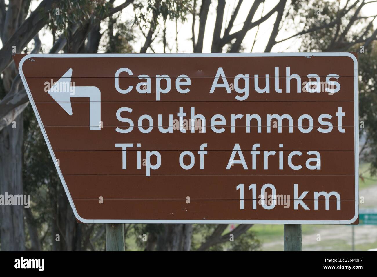road sign with direction and name to Cape Agulhas southernmost tip of ...