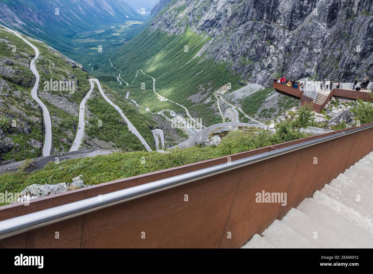 Trollstigen mountain pass with the Trolls Path Viewpoint in Norway ...