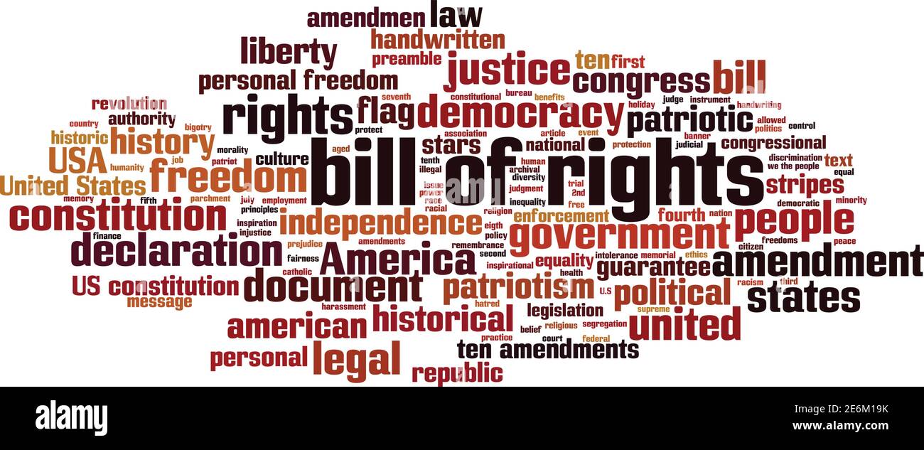 Bill of rights word cloud concept. Collage made of words about bill of ...