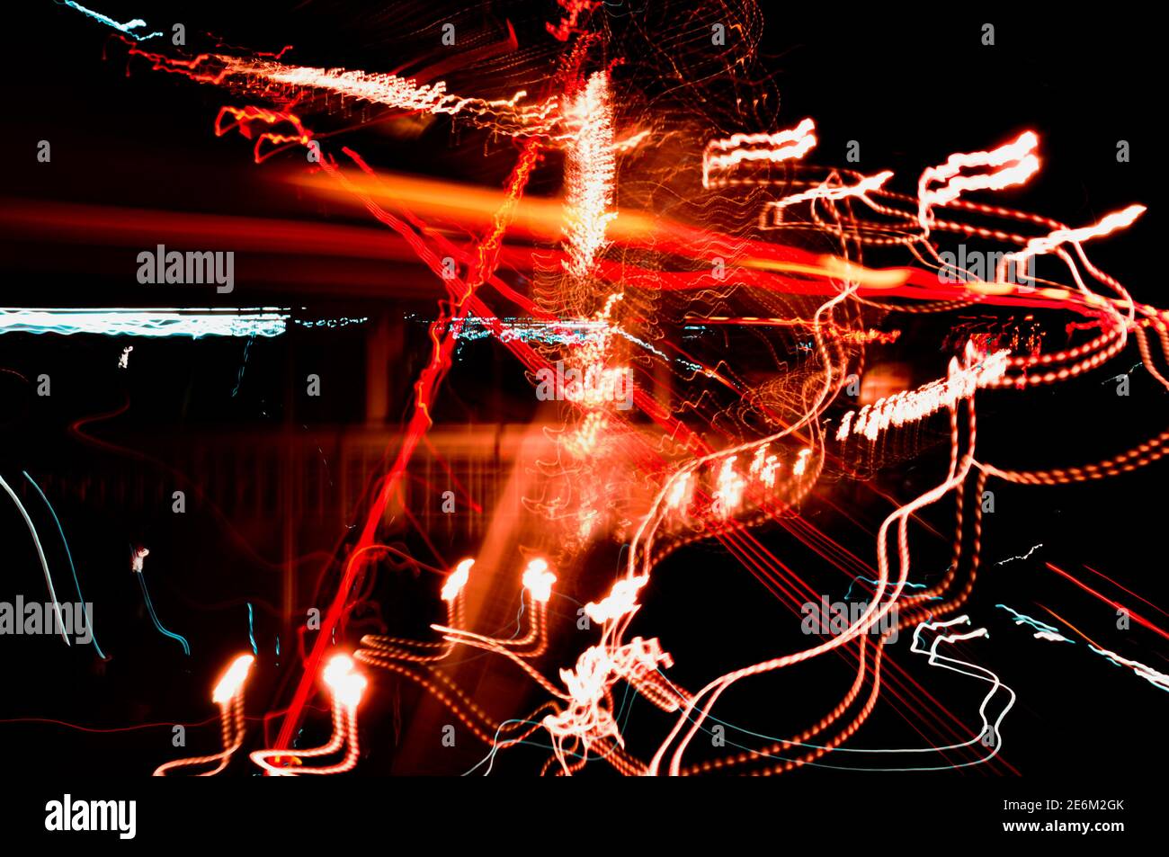 High-speed radial light paths of city lights and car headlights on the ...