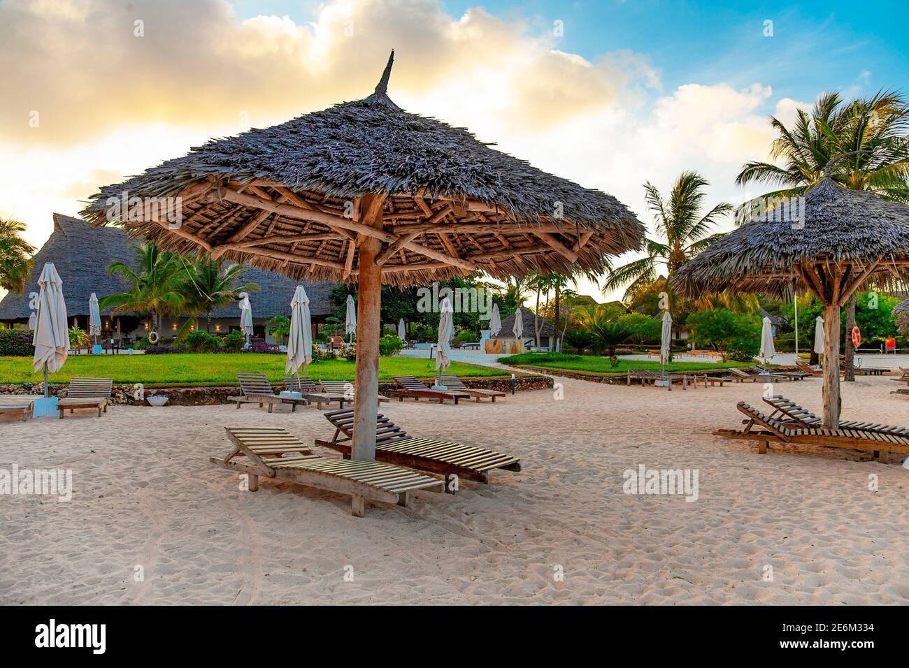 Relax travel exotic wallpaper with lounge area Stock Photo - Alamy