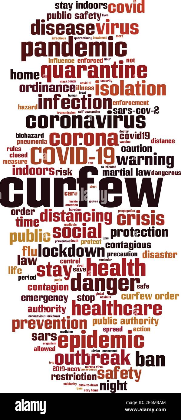 Curfew word cloud concept. Collage made of words about curfew. Vector ...