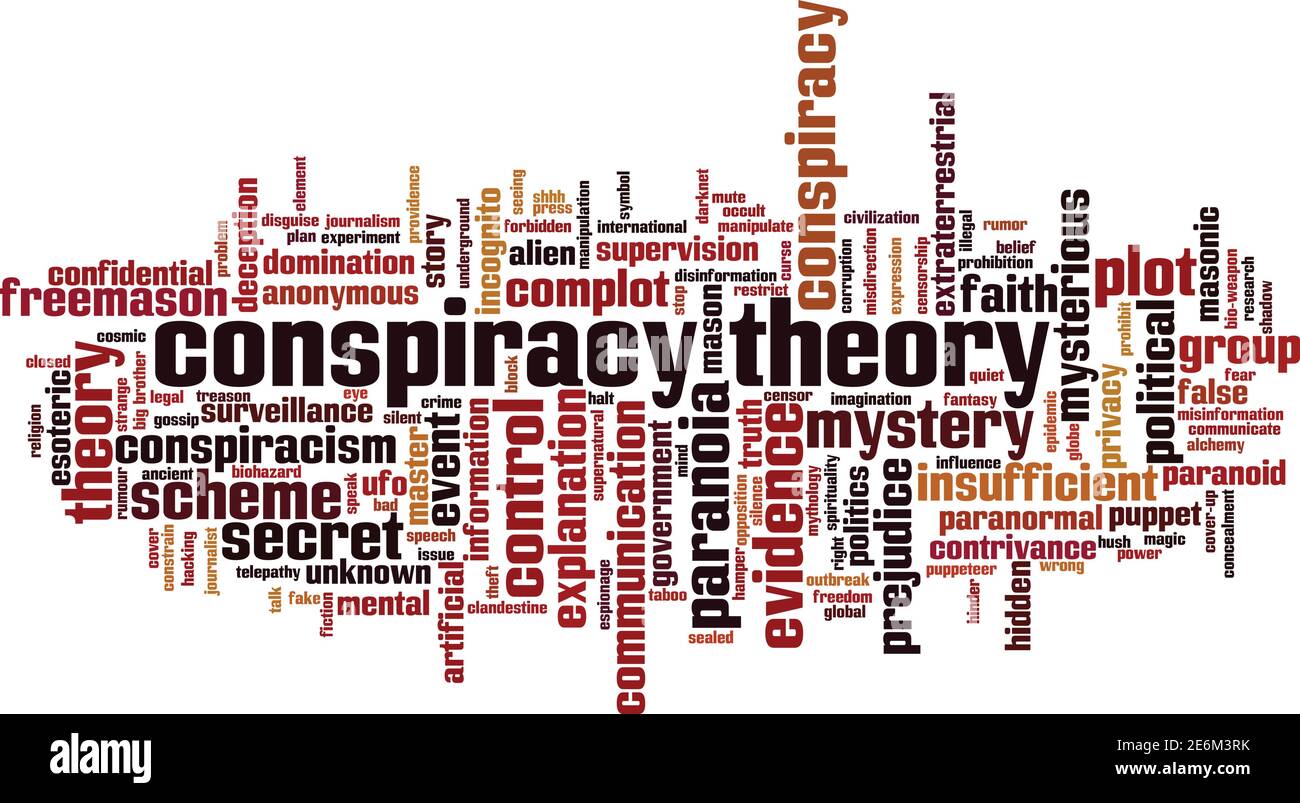 Conspiracy theory word cloud concept. Collage made of words about ...