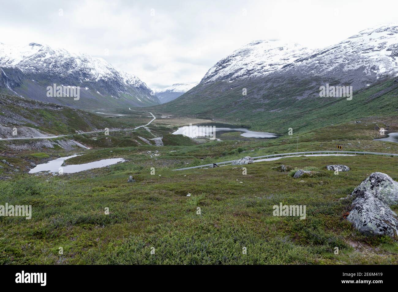 Hiking in the beautiful area of Trollstigen mountain pass in Norway ...