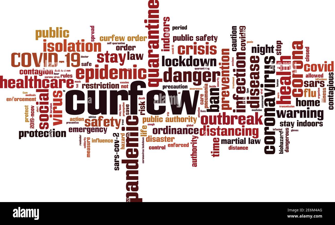 Curfew word cloud concept. Collage made of words about curfew. Vector ...